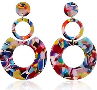 Generic 1 Paire de Boucles doreilles Rondes en Acrylique Bloc de Couleur pour Femme Mode &eacute;t&eacute; Plage Boucles doreilles bijouxDurabilit&eacute;