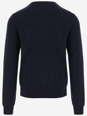 Dolce & Gabbana Mens Sweater Virgin Wool With Logo Navy