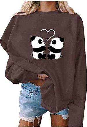 Generic 2026 - Pull d&eacute;contract&eacute; sans capuche pour femme - Automne et hiver - Pour la Saint-Valentin, marron, S