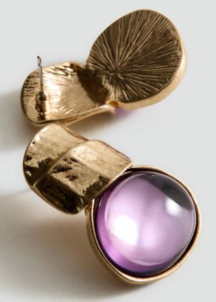 Mango Boucles doreilles pendantes r&eacute;sine lilas - Femme - Taille unique - MANGO