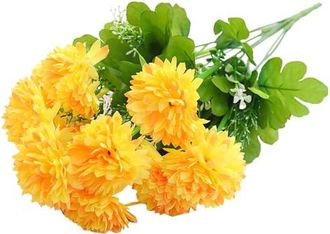 Generic Bouquet de chrysanthèmes artificiels de 48,3 cm, 10 têtes de fleurs en soie réaliste, décoration en plastique pour la maison, le bureau, les mariages 