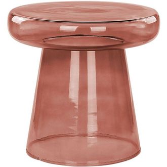Beliani Beliani - Table dappoint ronde en verre teint&eacute; rouge 39 cm - Design moderne - Finition laqu&eacute;e - &Eacute;l&eacute;ment d&eacute;coratif int&eacute;rieur