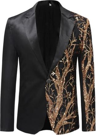AlltheMen Veste de Smoking Costume Homme Brillant de Mariage avec Un Bouton Noir XXL