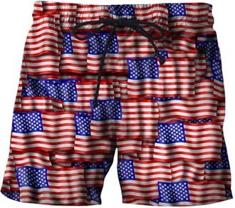 Generic Short de bain pour homme - Motif paysage d&eacute;t&eacute; - Drapeau national - Impression num&eacute;rique avec taille &eacute;lastique - Style d&eacute;contract&eacute; - Tendance - Short d