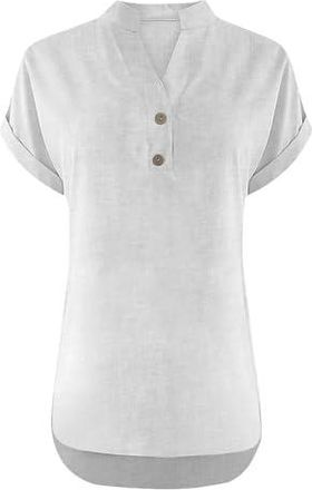 Generic Tee Shirt Femme Coton Occasionnelles Chic T-Shirt Hauts Manches Courte Ete L&acirc;che Basic Tshirt Sport Imprim&eacute; Col V Tops Blouse Manche Courtes D&eacute;contrac