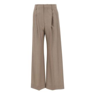 Victoria Beckham Femme, Pantalons, Brun, Taille: 36 FR Pleated Waist Trouser