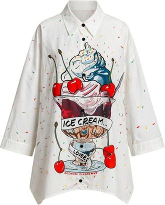 Alessandro Enriquez Femme, Blouses et Chemises, Multicolore, Taille: 36 FR Camicia Over Stampa Ice Cream