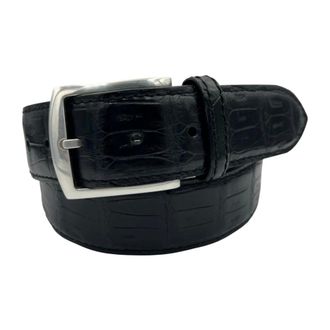 Paolo Vitale Homme, Accessoires, Noir, Taille: 110 CM Ceinture en cuir de crocodile 4 cm