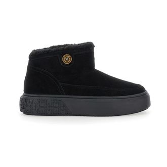 Pinko Schwarzer Mid Sneaker Kuh Wildleder Pelz - - Shoes - Damen - Schwarzk - 39 EU