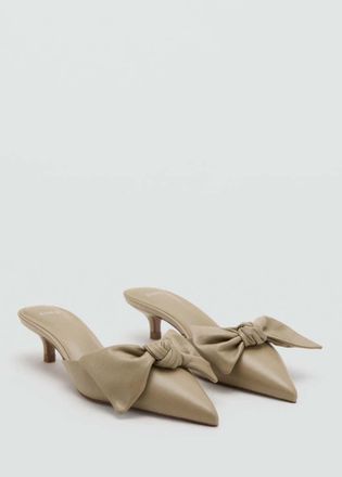 Mango Chaussures talon cuir naud &eacute;cru - Femme - 35 - MANGO