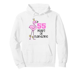 BDAZ 55 Years of Flamazing Flamingo Design Beach 55th Birthday Pullover Hoodie