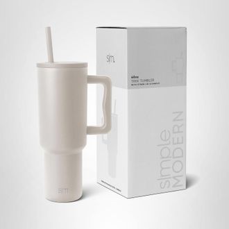 Simple Modern Thermobecher mit Strohhalm und Griff | Isolierter Edelstahl-Trinkbecher Eiskaffee-Reisebecher | Geschenke für Frauen und Männer | Trek | 1180ml | Almo