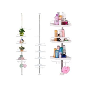 Generic Duschregal, Badregal, Badezimmer-Regal, 85-305 cm, mit 4 Ebenen, höhenverstellbar, weiß