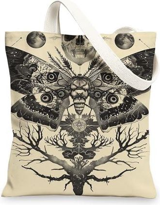 Generic Sacs fourre-tout artistiques en toile, motif mites, sacs dépicerie réutilisables, sacs dépicerie bohèmes, légers et lavables, fourre-tout pour voyage,