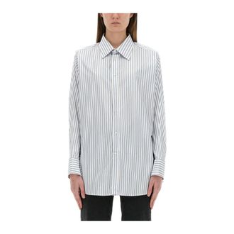 Maison Margiela Gestreiftes Baumwollpopeline-Hemd - - Blouses & Shirts - Damen - Blau - L