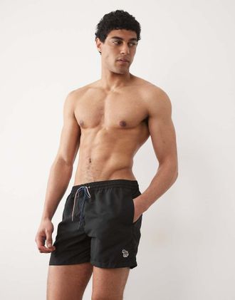 Paul Smith Schwarze Badeshorts mit Zebralogo