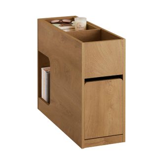 SoBuy Schmaler Beistelltisch mit Abnehmbarem Tablett & Schublade, 25cm Platzsparender Beistelltisch f&uuml;r Wohnzimmer, Schlafzimmer, Natur, B25 x T70 x H55 cm,