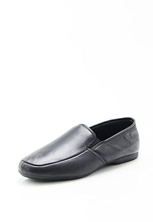 Damart Chaussons Dessus Cuir pour Homme, Couleur : Noir, Taille : 45