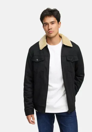Indicode Lederjacke Herren INWoodleys Jacke Winter Herrenjacke Winterjacke mit warmem Teddyfell