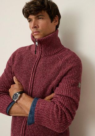 Man's World Strickjacke Mit Stehkragen & Rei&szlig;verschluss melierte Optik regular fit, mit Raglan&auml;rmeln