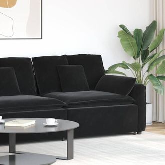 vidaXL Modulares Sofa Endmodul mit Armlehne Kissen Schwarz 100 cm - Vidaxl