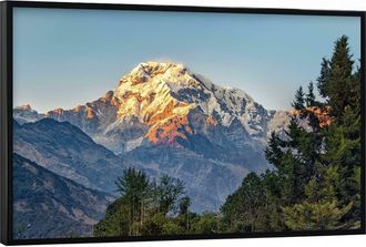 artboxONE Poster mit schwarzem Rahmen 45x30 cm Natur Annapurna Sunset - Bild Nepal Annapurna Berge