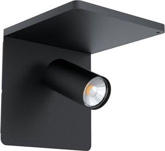 Eglo Wandlampe Ciglie, 1 flammige Wandleuchte, Material: Aluminium, Stahl, Farbe: Schwarz, inkl. QI-Charger (wireless charging), Fassung: GU10