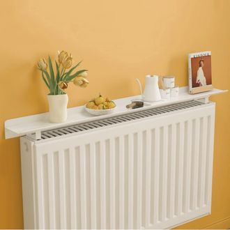 Generic Heizungsregal Ohne Bohren mit Halterungen, Heizkörperverkleidung Weiß, Heizkörper Regal aus Aluminiumlegierung für Schutz der Wände, Tragkraft 30kg,W 