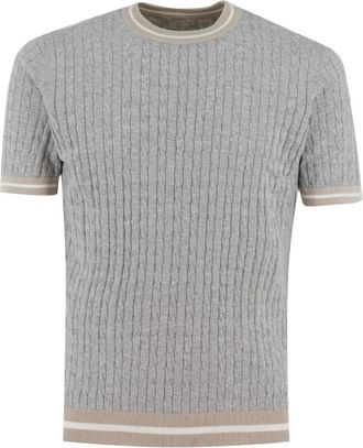 Eleventy Homme, Pulls, Gris, Taille: L T-shirt en maille &agrave; manches courtes et col rond
