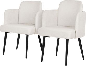 ML Design ML-Design Esszimmerstühle 2er Set Beige mit Stoffbezug, Küchenstuhl mit Armlehne & Rattan-Optik Rückenlehne, Wohnzimmerstuhl mit Metallbeinen, Ergonom