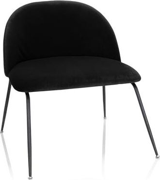 hjh OFFICE 645053 Samt Stuhl VELVO Schwarz Polsterstuhl Besucherstuhl Sessel mit Metallbeine, bequem gepolstert, modern
