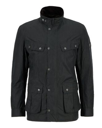 Barbour Wattiertes Fieldjacket aus gewachster Baumwolle mit Label-Aufn&auml;her in