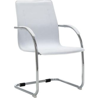 vidaXL Chaise de bureau cantilever Blanc Similicuir Vidaxl
