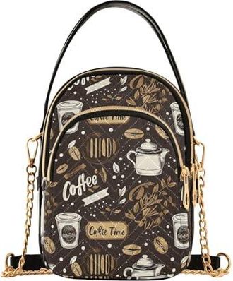 Mnsruu Sacs à bandoulière pour femme, grains de café, tasses à café, sac à main, petit sac à bandoulière avec sangle réglable