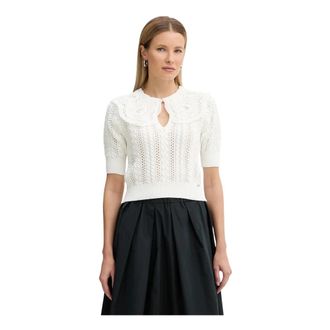 Fracomina Rundhals-Pullover aus Baumwolle - - Knitwear - Damen - Wei&szlig; - XL