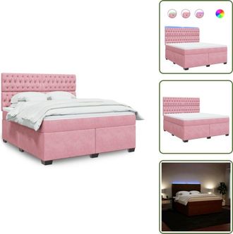 vidaXL Vidaxl - Boxspringbett mit Matratze Rosa 180x200 cm Samt - Boxspringbett - Boxspringbetten - Bett - Betten