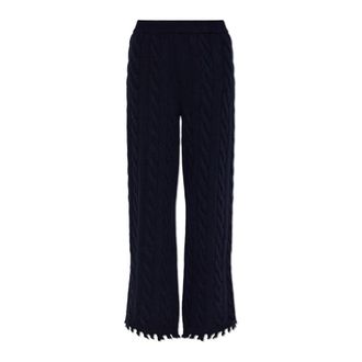 Akep Dekorative Zopfstrick-Wollhose - - Trousers - Damen - Blau - XS