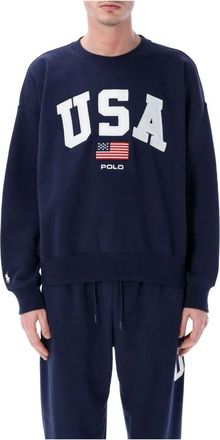 Polo Ralph Lauren Homme, Sweatshirts et sweats &agrave; capuche, Bleu, Taille: L Vintage Fit Flag Fleece SweaT-shirt