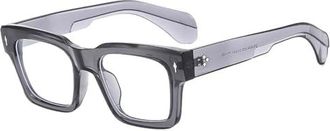 Generic Lunettes de soleil carrées tendance pour homme avec rivets rétro UV400, Gris transparent, Taille unique