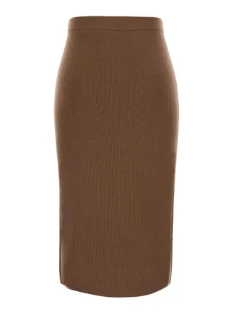 Max Mara Womens Skirt Mstzucca Brown Wool And Cashmere