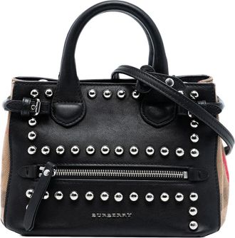 Burberry Hobo Bags - Baby Banner Studded Leather and House Check Tote - Gr. unisize - in Schwarz - f&uuml;r Damen