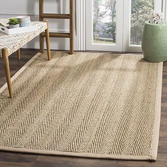 Safavieh Naturfaser Teppich für Wohnzimmer, Esszimmer, Schlafzimmer - Natural Fiber Collection, Kurzer Flor, Natur und Beige, 91 X 152 cm