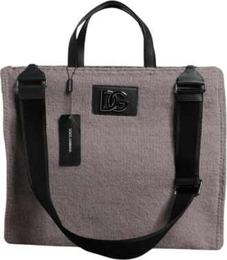Dolce & Gabbana Alpaka-Wolle Logo Plakette Tote Schultertasche - - Bags - Herren - Schwarzk - ONE SIZE