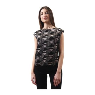 Alessia Santi Geometrische Lurex-Bluse &auml;rmellos Bootsausschnitt - - Tops - Damen - Mehrfarbig - M