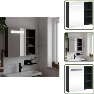vidaXL The Living Store - vidaXL Spiegelschrank mit LED-Beleuchtung Schwarz 60x13x52 cm