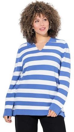 Ulla Popken gs1 data protected company 4069787000005 Pullover, Streifen, Polokragen Cardigan Sweater, Bleu Égée, 58-60 Femme