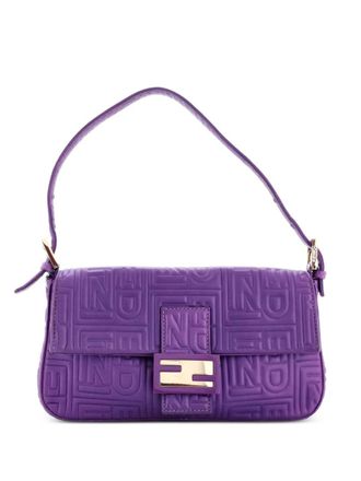 Fendi Baguette Bag Logo Embossed Leather Small shoulder bag - Violet
