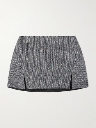 Givenchy Minirock Aus Baumwoll-twill Mit Fischgratmuster - Grau