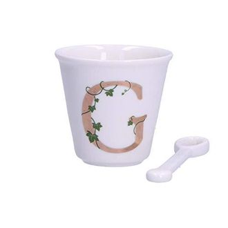 La Porcellana Bianca La Porcellana Bianca - Buchstabe G mit Teel&ouml;ffel, K&uuml;che - Einzigartige Linie - Geschenkidee - Porzellan - 75 CC, &Oslash; 6,7 cm, H6 cm