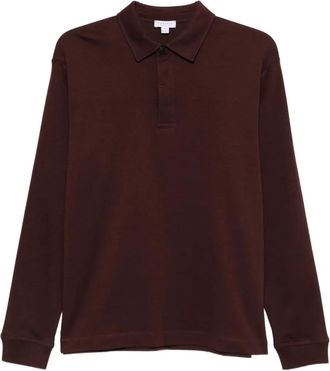Sunspel polo à manches longues - Rouge